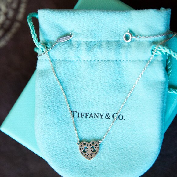 Tiffany & Co. | Jewelry | Tiffany Coenchant Heart Filigree Pendant ...